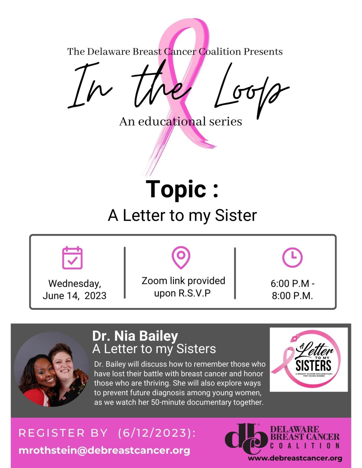 In the Loop: A Letter to My Sister – Delaware Breast Cancer Coalition